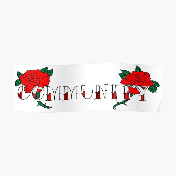 "Floral Red 'Community' Logo" Poster for Sale by frankcarbone | Redbubble