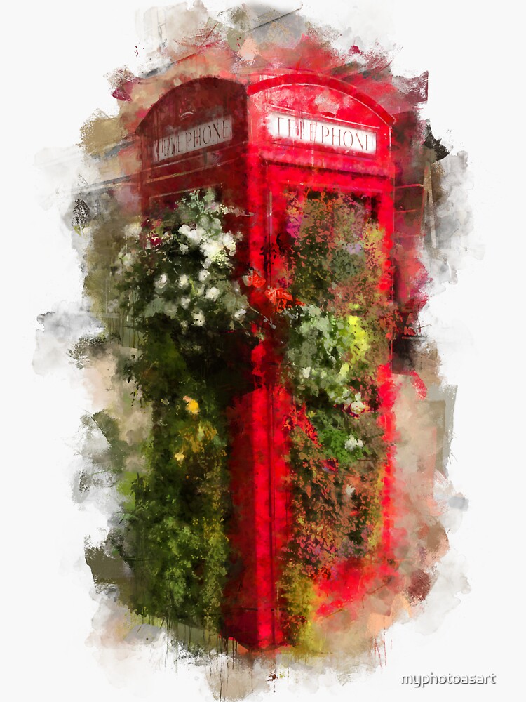 "Retro Red Telephone Box Art" Sticker for Sale by myphotoasart | Redbubble