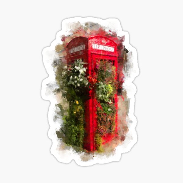 "Retro Red Telephone Box Art" Sticker for Sale by myphotoasart | Redbubble