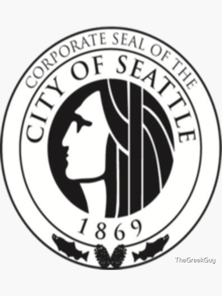 "Seattle Badge Corporate Seal of the City of Seattle 1869" Sticker by ...