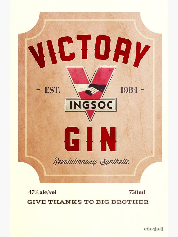"victory gin 1984 by george orwell" Sticker for Sale by atlashall ...
