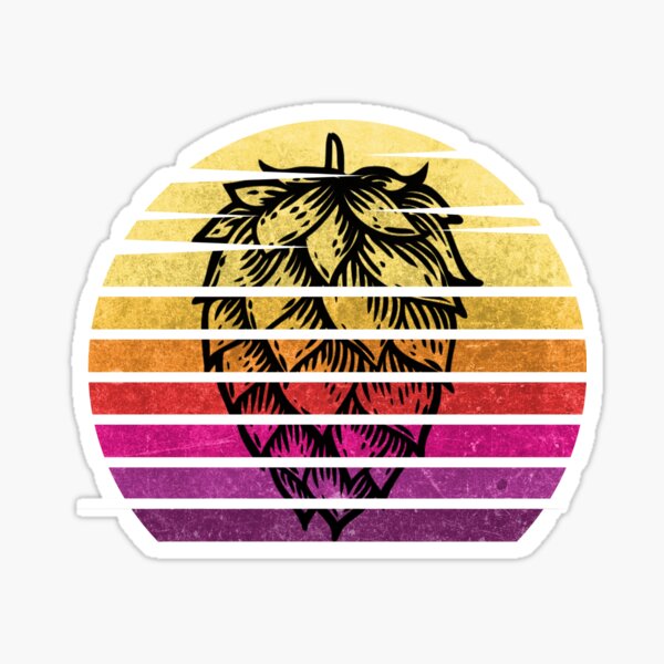 "Retro Sunset Beer Hops" Sticker for Sale by Byfab | Redbubble