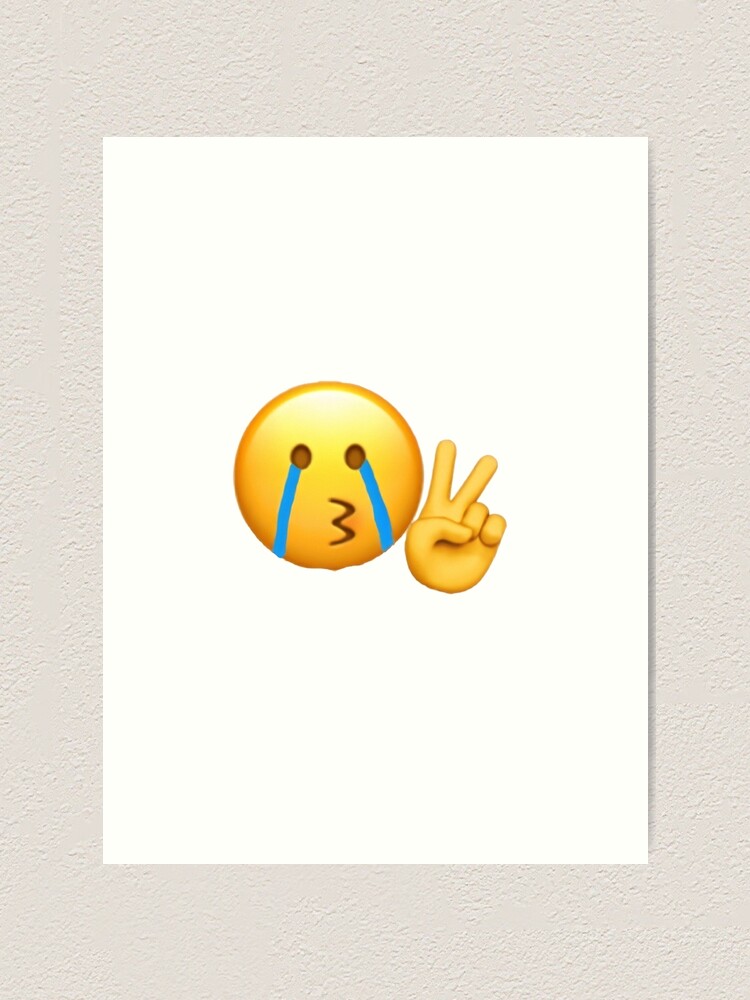 "Crying Peace Sign Emoji" Art Print for Sale by lilly-allenn | Redbubble