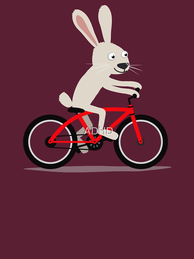 "Bunny rabbit riding bike" T-shirt for Sale by ADHD | Redbubble | bike ...