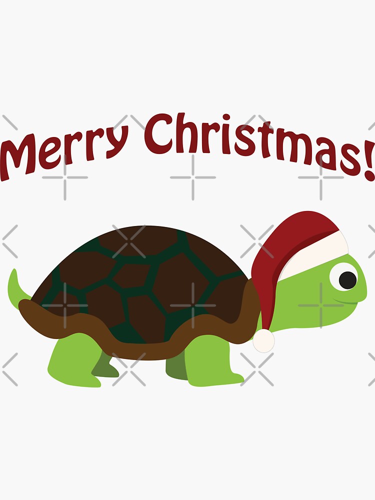 "Merry Christmas! Cute Turtle Wearing Santa hat" Sticker for Sale by ...