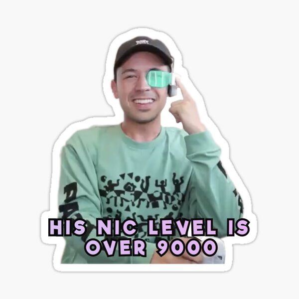 "his nic level is over 9000!!" Sticker by lunervie | Redbubble