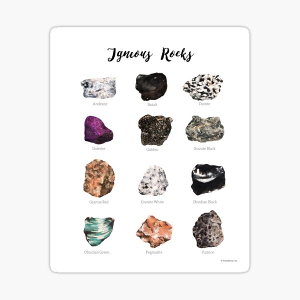 "Watercolor Volcanic Igneous Rocks" Sticker for Sale by smallbirdstudio ...