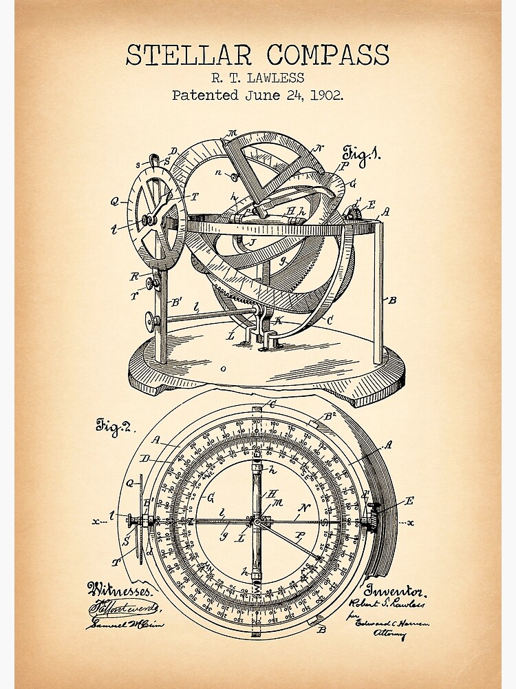 Stellar Compass vintage patent Premium Matte Vertical Poster sold by ...
