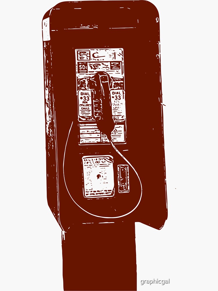 "dark red payphone" Sticker for Sale by graphicgal | Redbubble