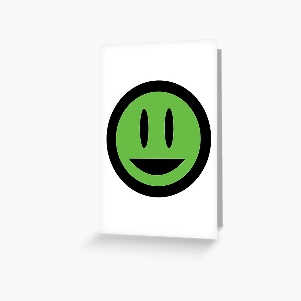 "Positive Green Happy Smiley Face Emoji" Greeting Card for Sale by ...