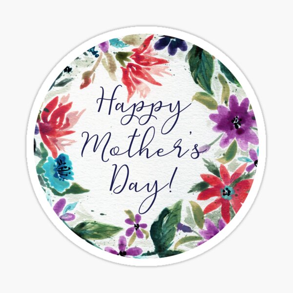 "Happy Mother's Day Watercolor Floral Wreath | Hand Painted by Cherie(c ...