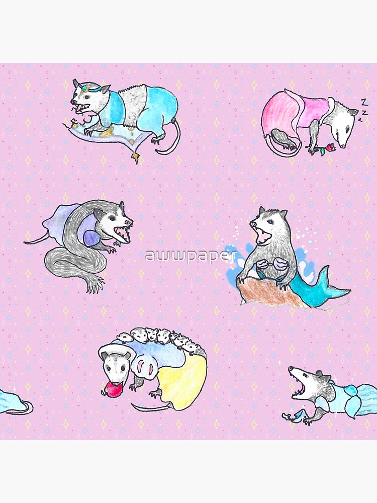 "Possum Princess Pattern" Sticker by awwpaper | Redbubble