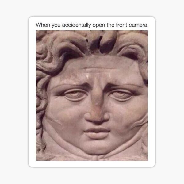 "When you accidentally open the front camera funny meme joke" Sticker ...
