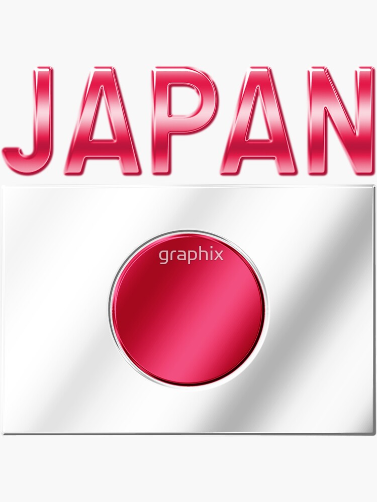 "Japan - Japanese Flag & Text - Metallic" Sticker for Sale by graphix ...