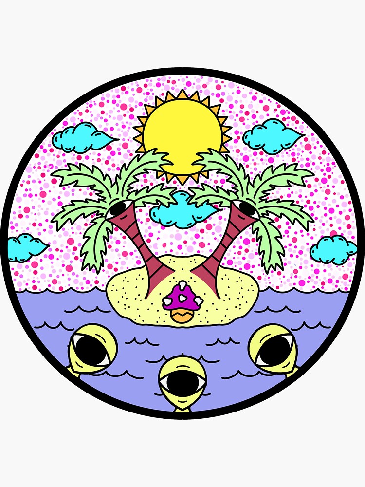 "Psychedelic Tropical Art - Trippy Beach " Sticker for Sale by CamBorr ...