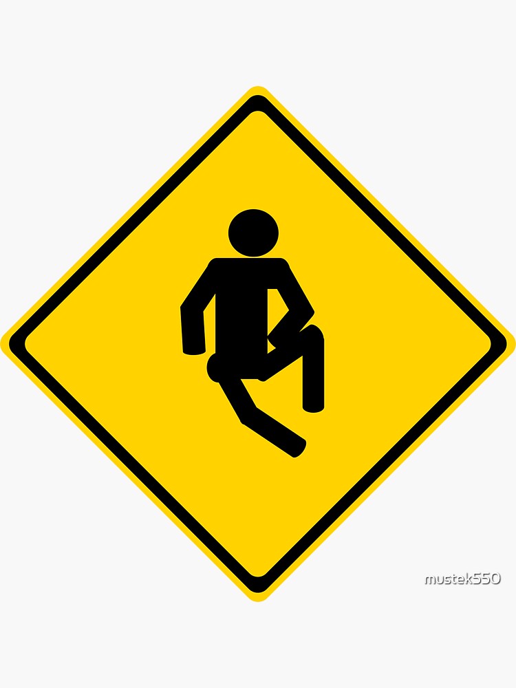 Pegatina Sentado En El Culo Señal De Tráfico De Mustek550 Redbubble