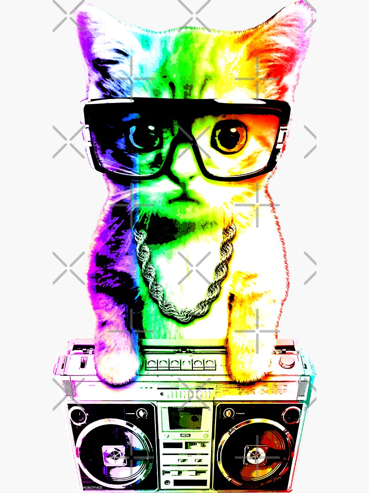 "That Boombox Cat" Sticker for Sale by robotface | Redbubble