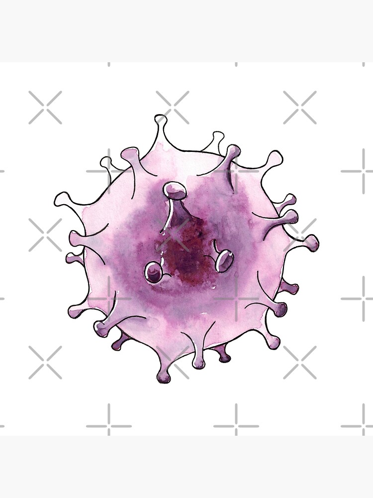 "Watercolor hand drawn sketch illustration of virion, a particle of the ...