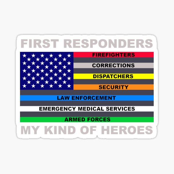 "First Responders My Kind of Heroes, (Gray)" Sticker for Sale by ...