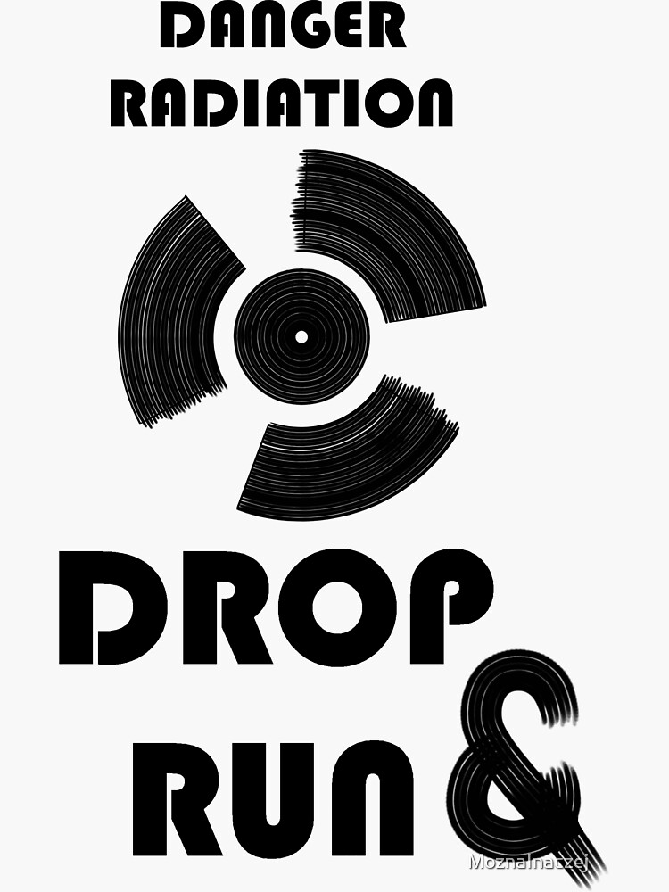 "Retro Music Album Drop & Run radiation shirt (Yellow)" Sticker for ...