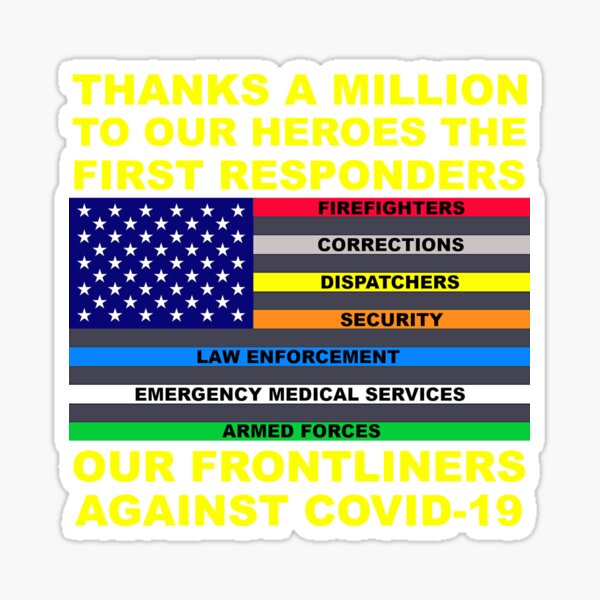 "Thanks A Million To First Responders, (Yellow)" Sticker for Sale by ...
