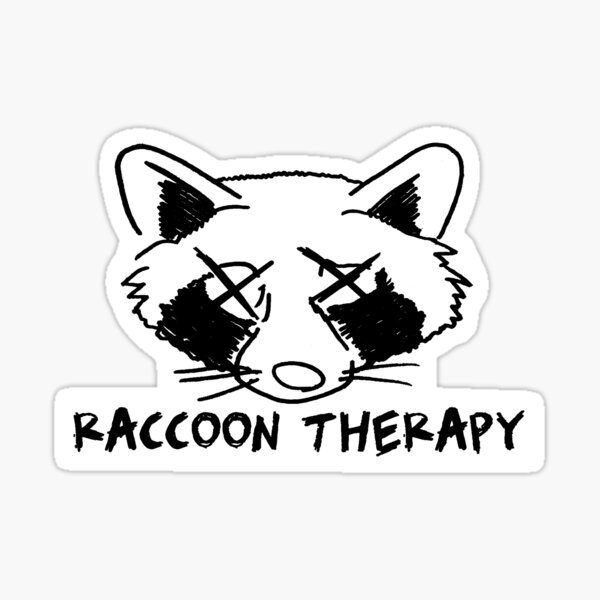 "RACCOON THERAPY (black/white)" Sticker for Sale by ukuleleperson ...