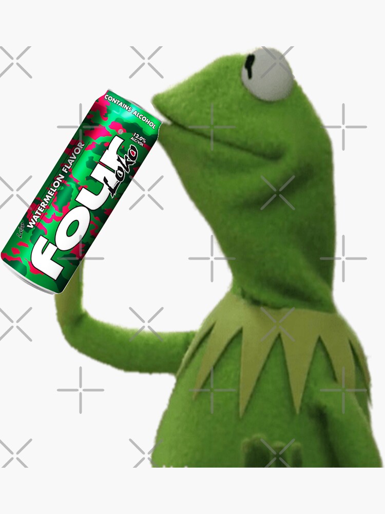 "Kermit Sips Four Loko" Sticker for Sale by one-broke-kid | Redbubble