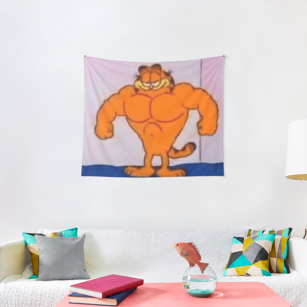 "Muscle Garfield" Tapestry by moondreamer | Redbubble