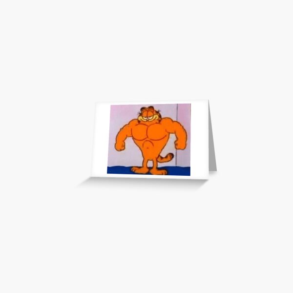 "Muscle Garfield" Greeting Card for Sale by moondreamer | Redbubble