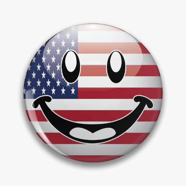 "America USA Flag Happy Face Smiley Emoji Button" Pin for Sale by ...