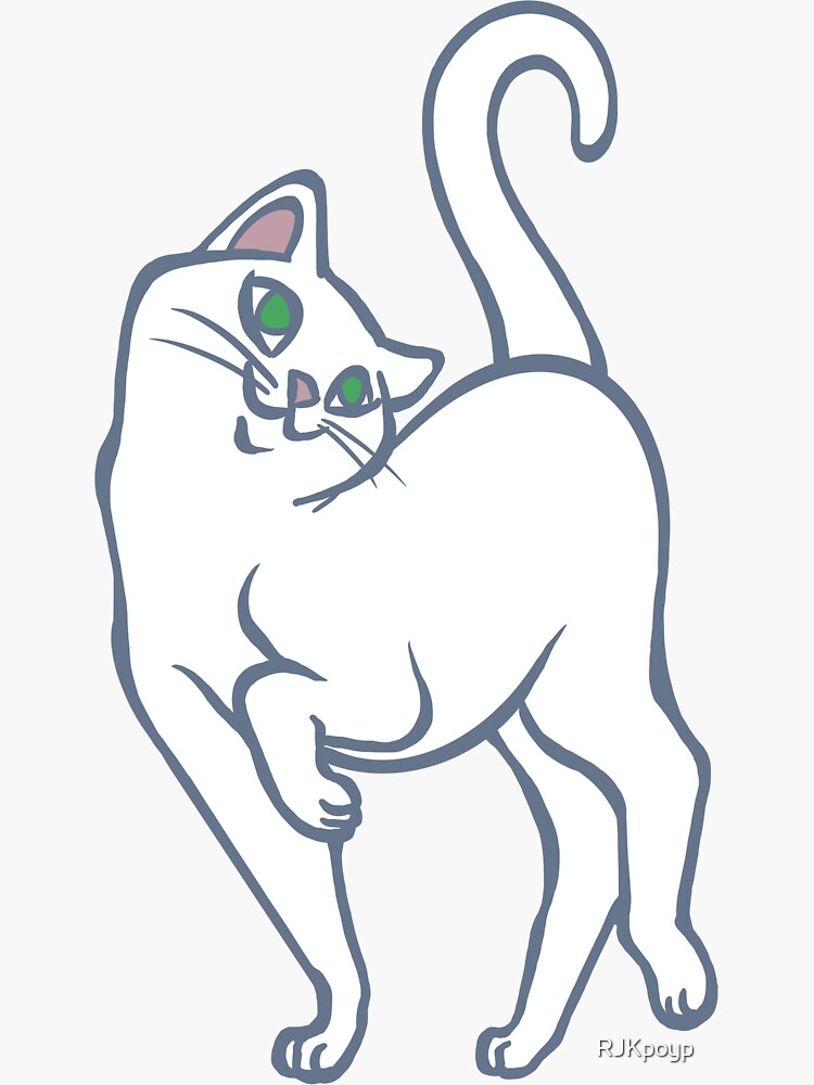 "Begging for Pettings--White Cat Style" Sticker by RJKpoyp | Redbubble