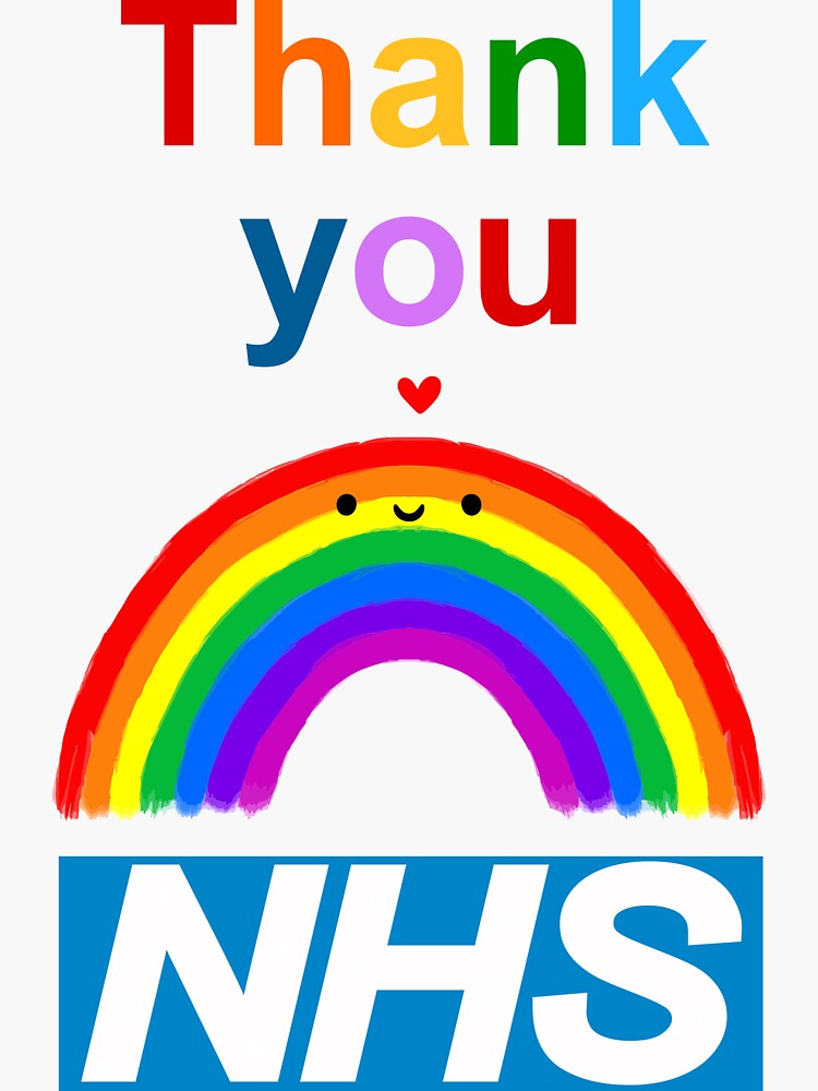 "Thank You NHS Rainbow T-shirt" Sticker by Sanavoc | Redbubble