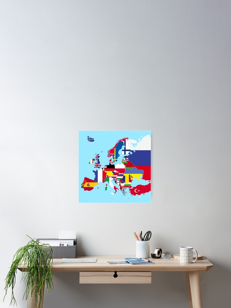 "Europe map flags" Poster for Sale by sebinlondon | Redbubble