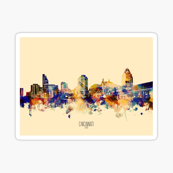 "cincinnati skyline" Sticker by BekimART2 | Redbubble