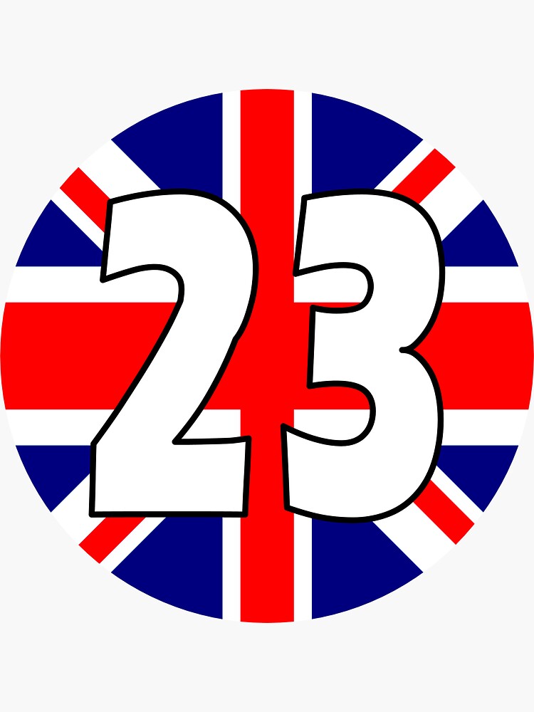 "UK flag with number 23 - twenty three" Sticker by AllShirts21 | Redbubble