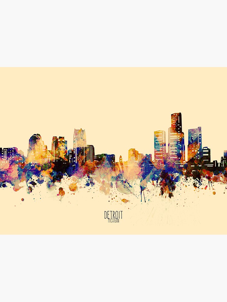 "detroit skyline" Sticker for Sale by BekimART2 | Redbubble