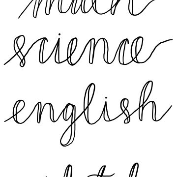 "Math, Science, English, Social Studies Cursive Class Label 4 Pack ...
