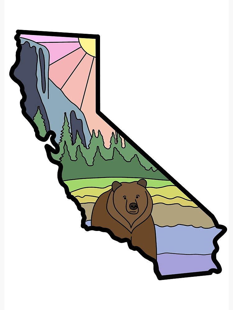 California State Symbols Illustrated Hand Drawn State Symbols Of