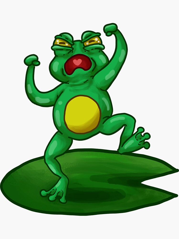 "Angry Frog - "Hopping Mad"" Sticker by Linn-Rhett | Redbubble