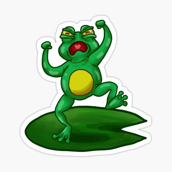 "Angry Frog - "Hopping Mad"" Sticker by Linn-Rhett | Redbubble