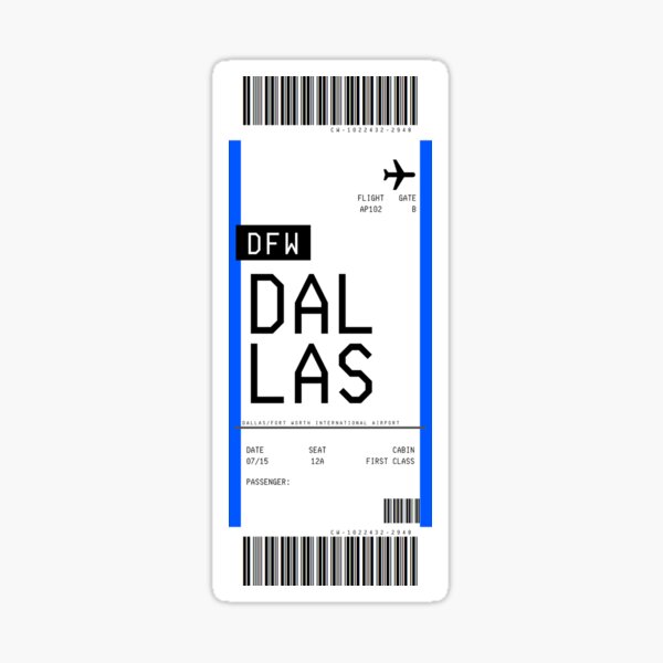 "Dallas Boarding Pass" Sticker for Sale by agethegreat | Redbubble