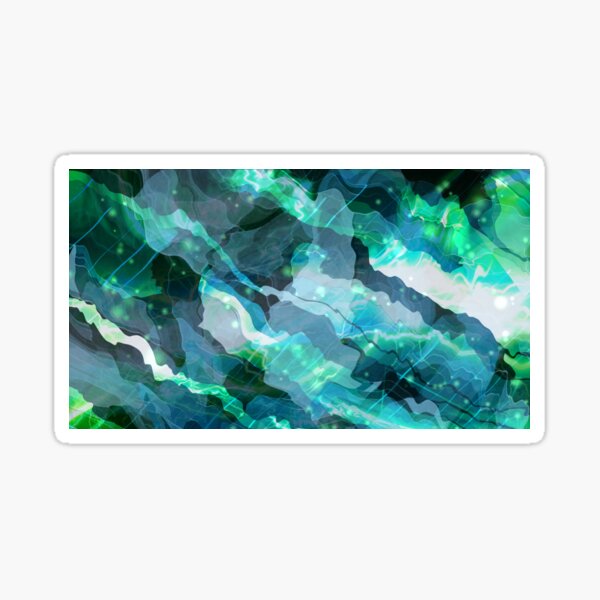"Fast Green Electric Thunderbolts and Abstract Wavy Distortion" Sticker ...