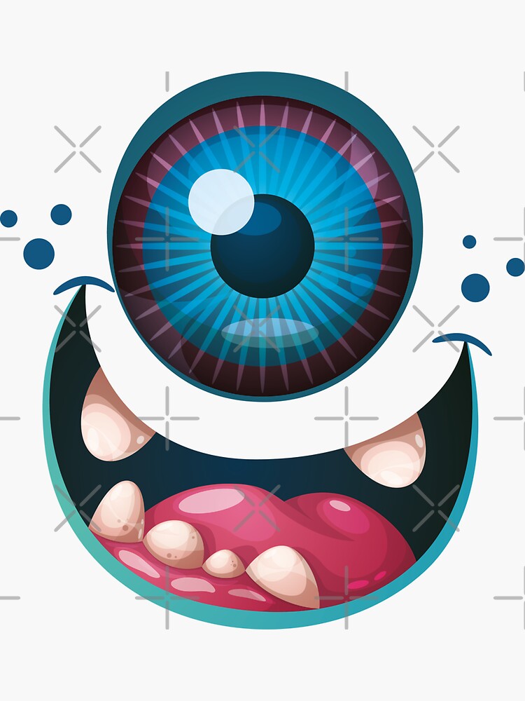 " blue-eyed monster smiling" Sticker for Sale by WAAZIZ | Redbubble