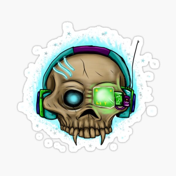 "Neon Skull Large" Sticker for Sale by YakmanNZ | Redbubble