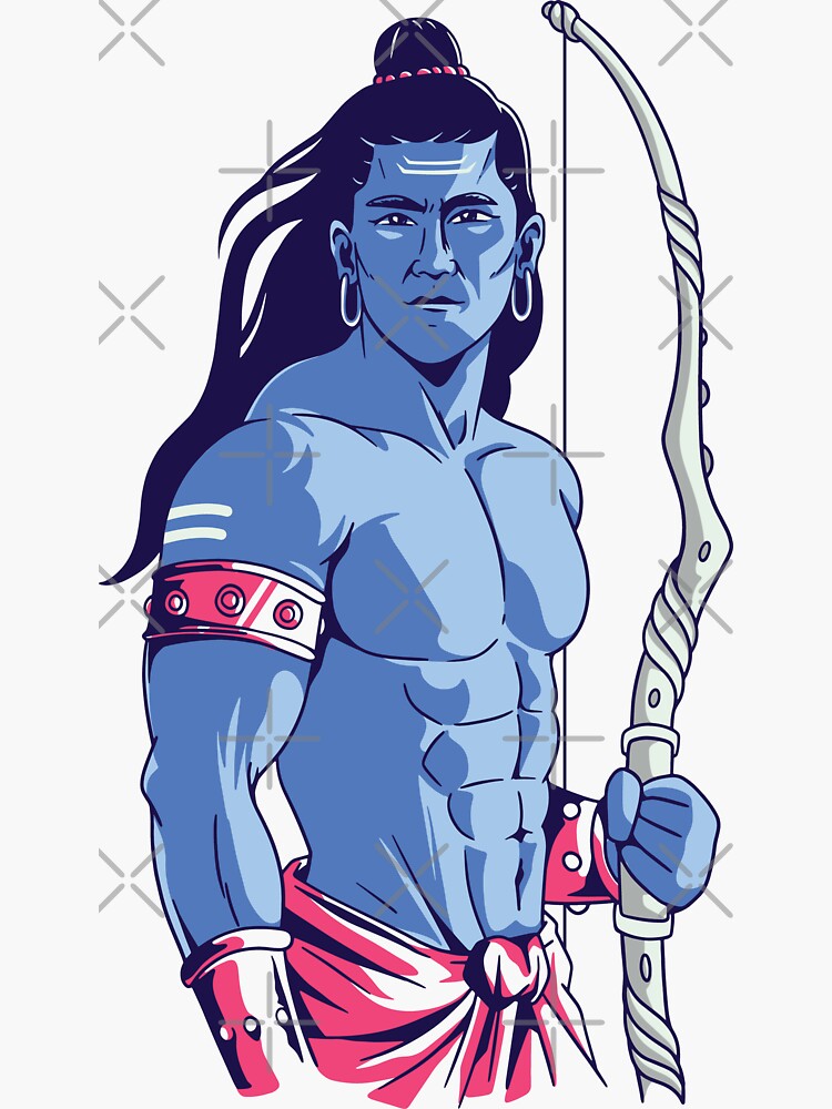 "LORD RAMA ILLUSTRATION" Sticker for Sale by iBruster | Redbubble