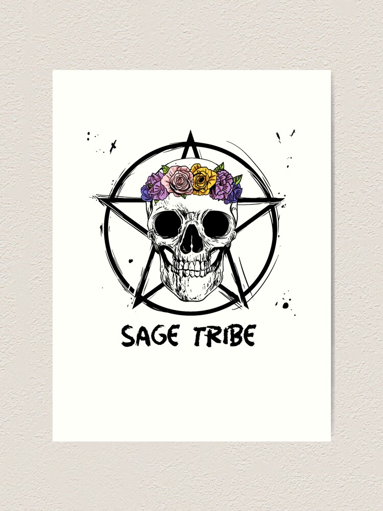 "SAGE TRIBE SKULL WITH FLOWERS" Art Print by SageTribeUK | Redbubble