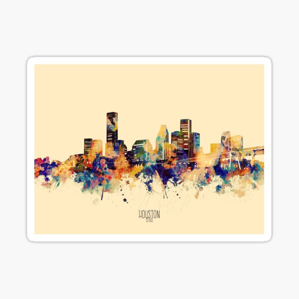 "houston skyline" Sticker by BekimART2 | Redbubble
