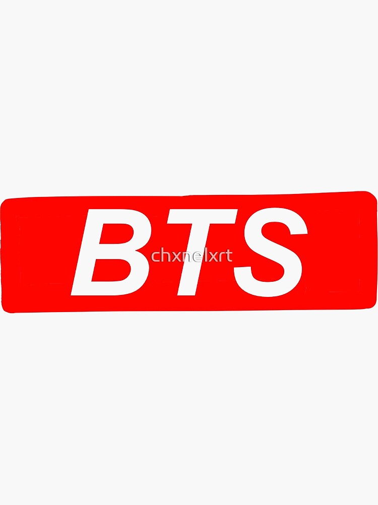 "BTS red Logo box" Sticker by chxnelxrt | Redbubble