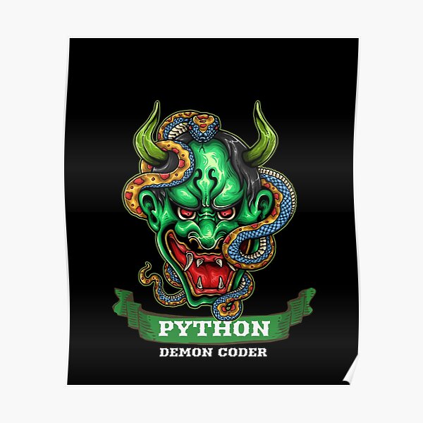 "Python Demon Coder" Poster for Sale by clubtee | Redbubble