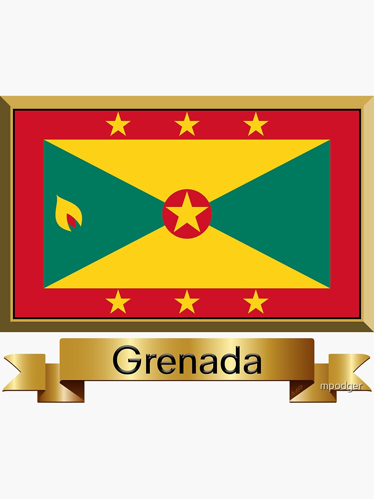 "Grenada Flag Gifts, Stickers and Products - Named" Sticker by mpodger ...